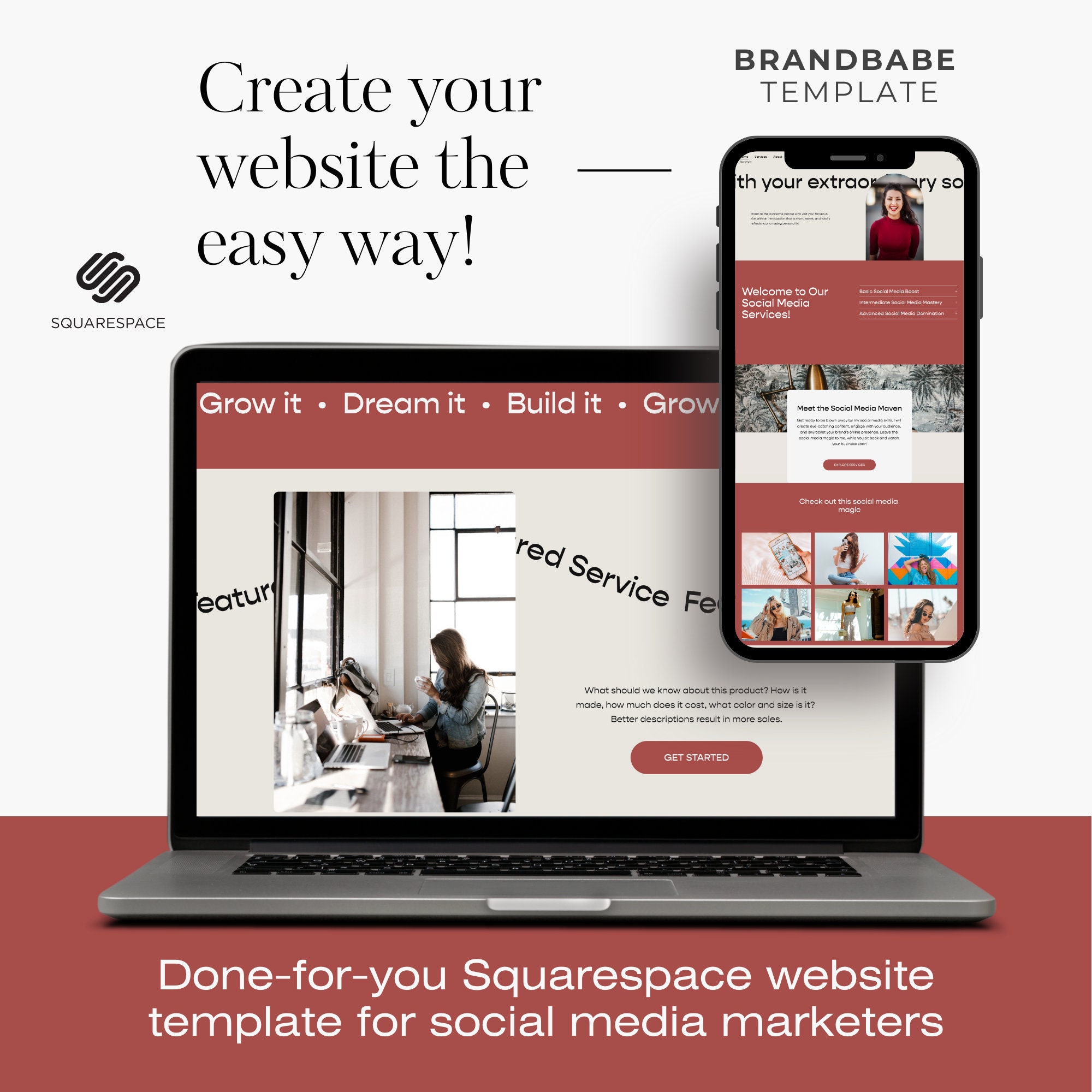 Social Media Manager Website Template | Squarespace Website Template | Modern Website Template ...