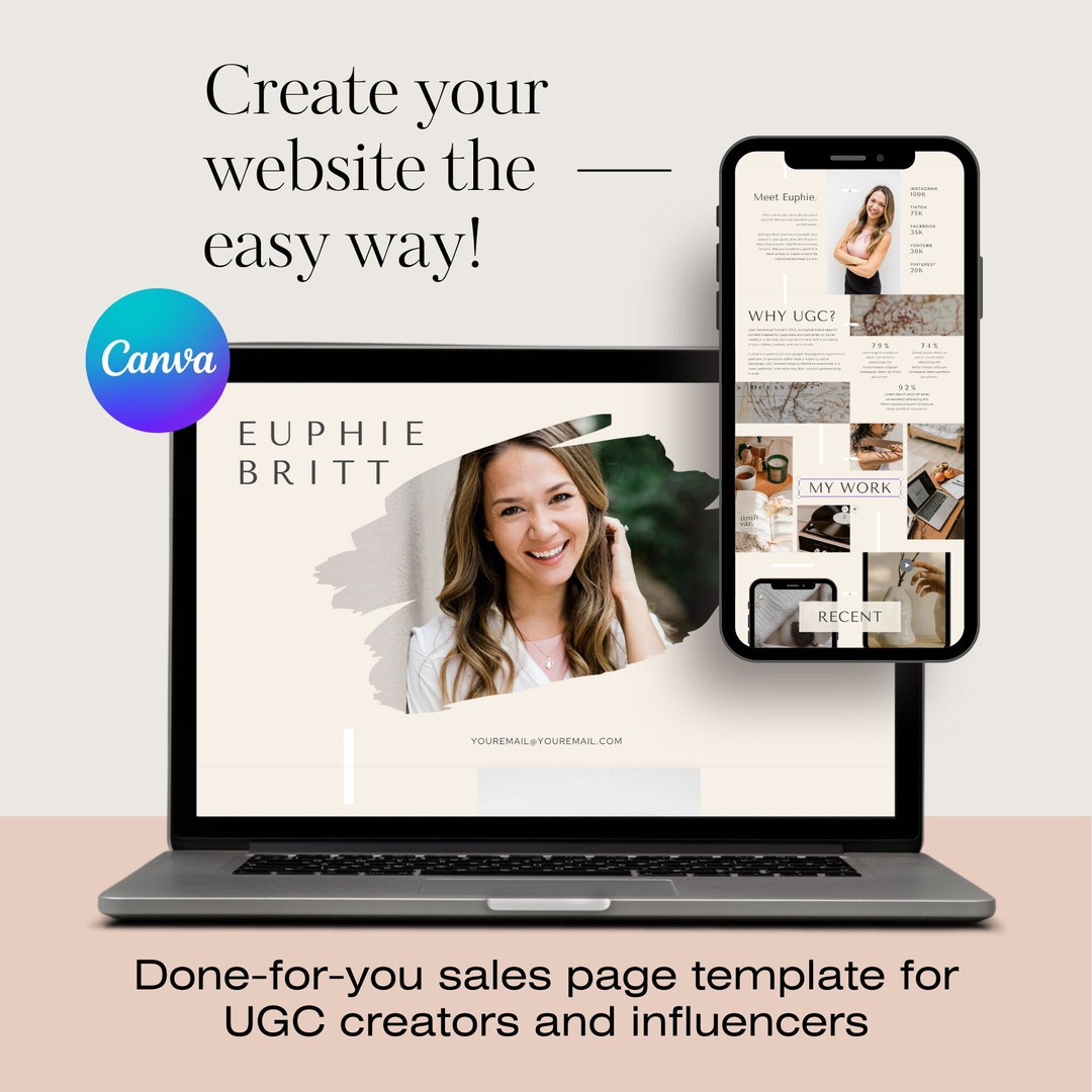 Influencer Website Template Canva Website Template Content Creator ...