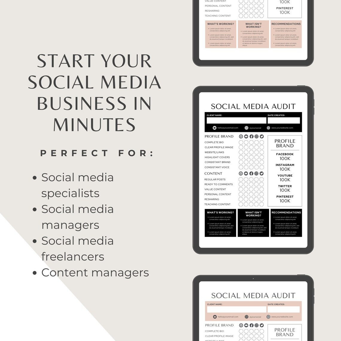 Social Media Audit Template | Digital Social Audit | Editable Social ...