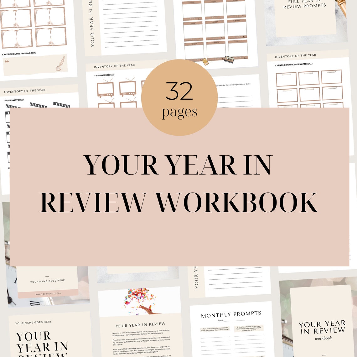Year in Review Journal | Yearly Reflection Workbook | Yearly Review ...