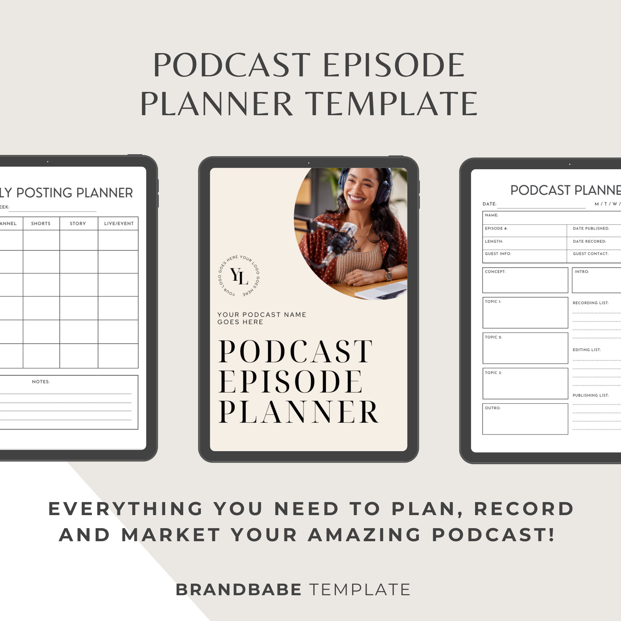 Podcast Planner Digital Podcast Episode Planner Podcast Plan Content ...