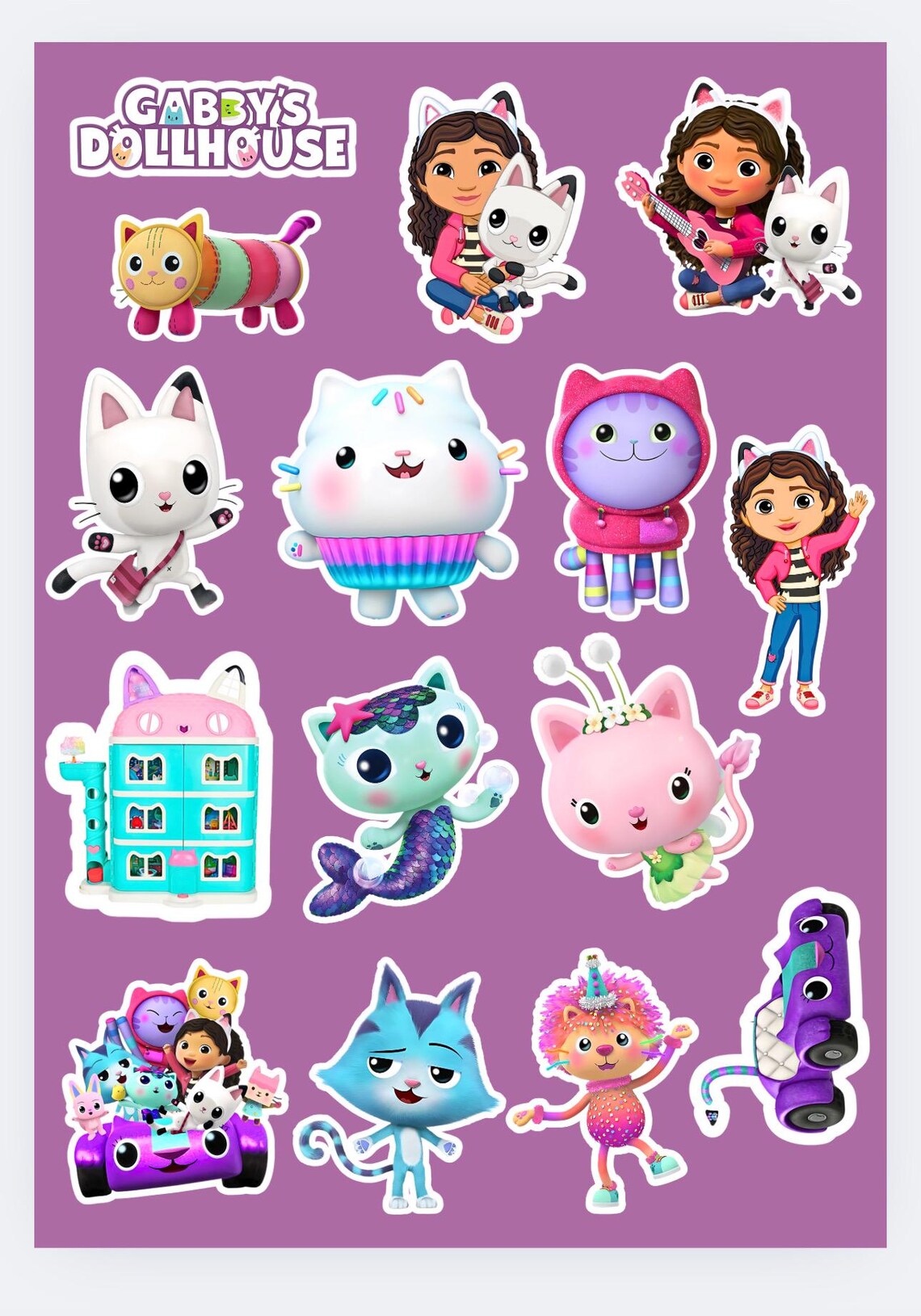 Gabby’s Dollhouse Sticker Set 15pcs | Premium Glossy Waterproof ...
