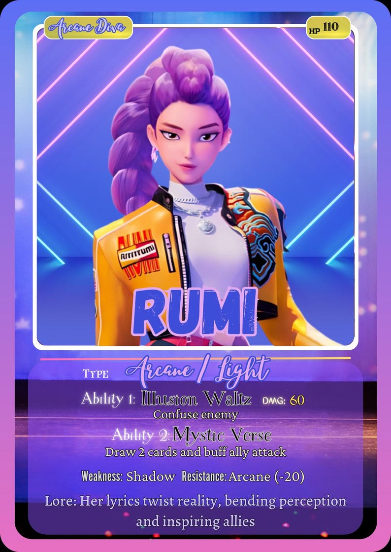 Huntrix, Rumi, Zoey & Mira – K-pop Demon Hunter Trading Cards | Shadow Beat Squad Collectible ...