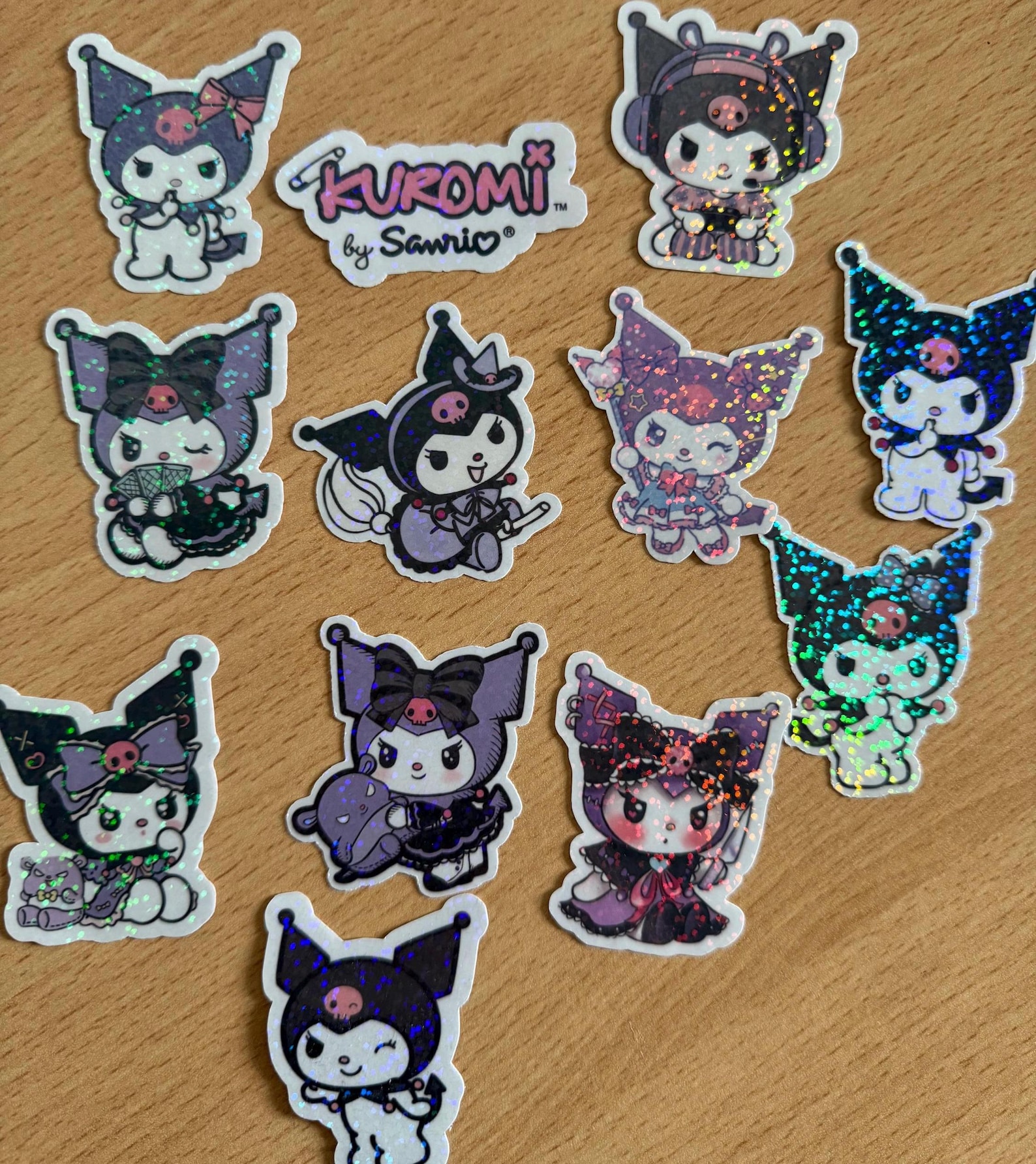 Kuromi Sticker Set (12-24pcs) | Glossy Waterproof Kawaii Stickers 3–8cm ...