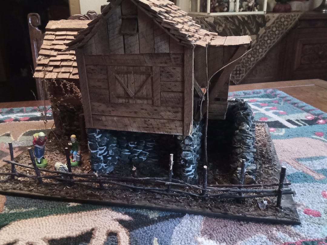 Primitive Log and Stone Mill Vinyette - Etsy