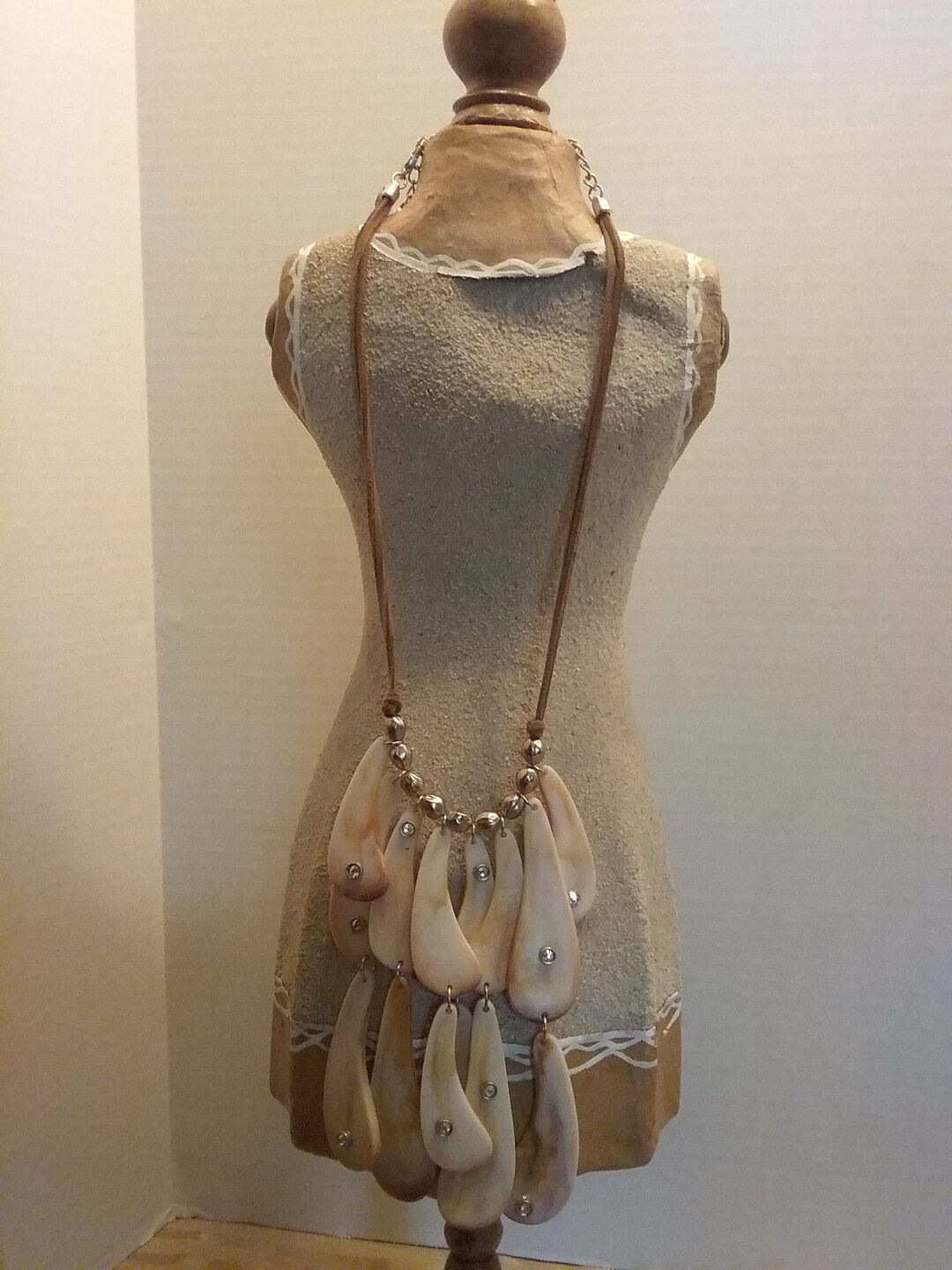 Faux Bone Boho Bib Necklace - Etsy