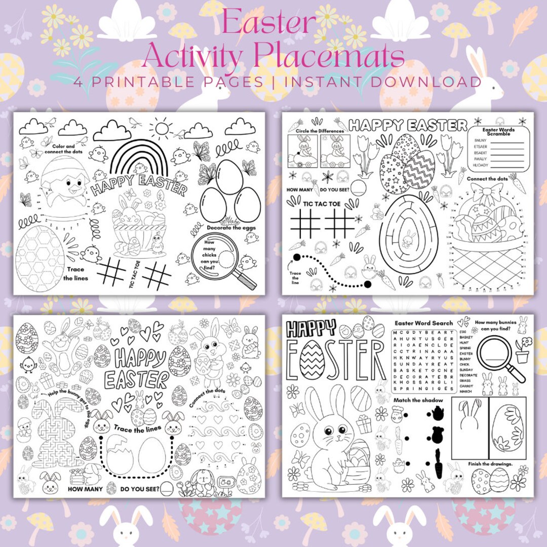 Easter Activity Placemats Easter Activity Mat for Kids Easter ...