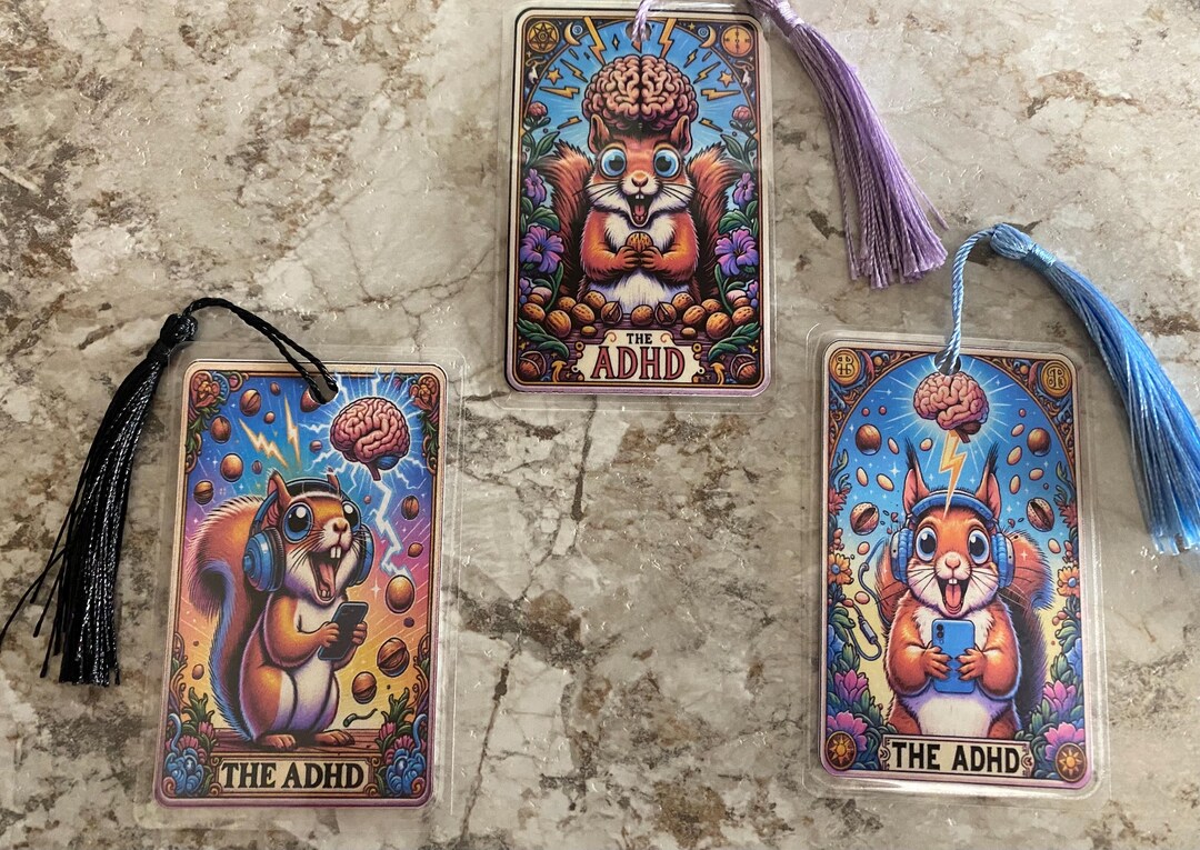 Tarot Card Funny Bookmark Squirrel Brain, Add, ADHD, Gift for Her, Gift ...