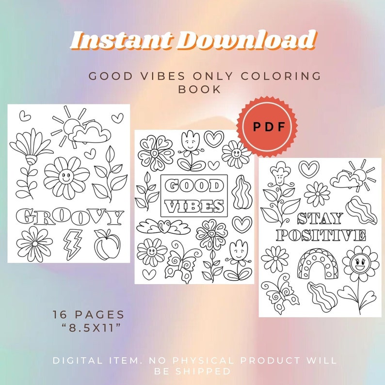 Good Vibes Coloring Pages- 16 Pages Digital Download - Etsy