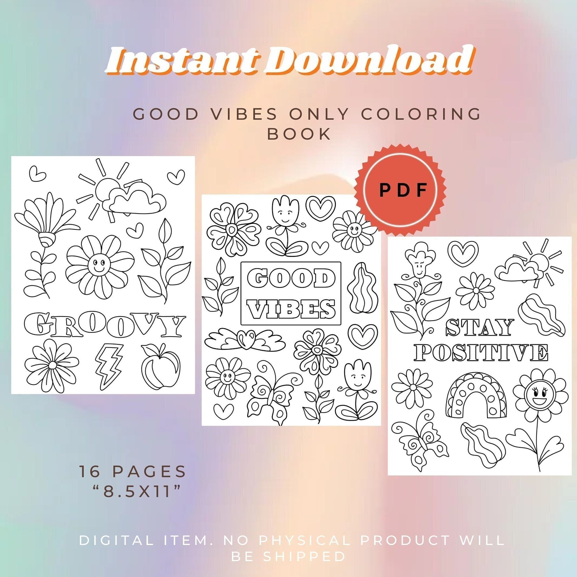 Good Vibes Coloring Pages- 16 Pages Digital Download - Etsy