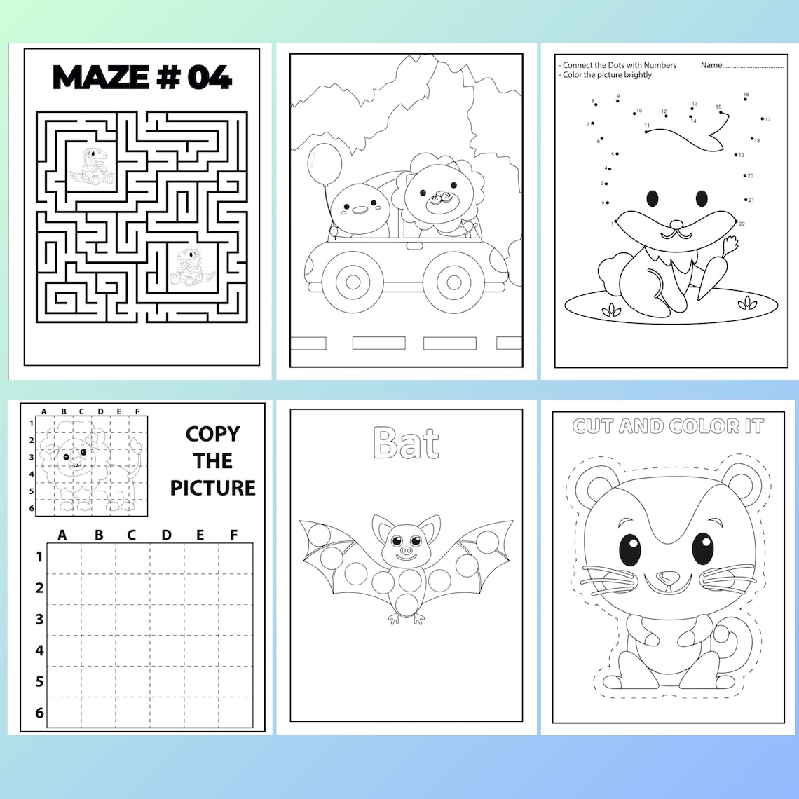 Animal Coloring Pages and Activity Book Digital Download 120 Pages - Etsy