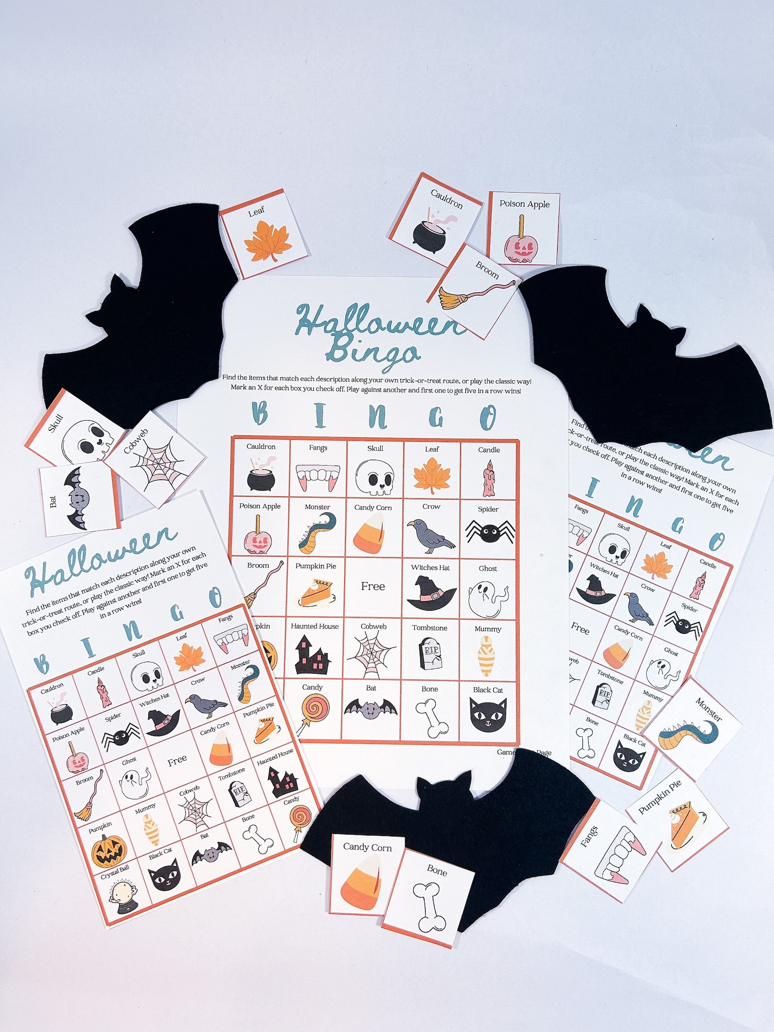 Printable Halloween Bingo Game Kids Halloween Bingo Cards Printable ...