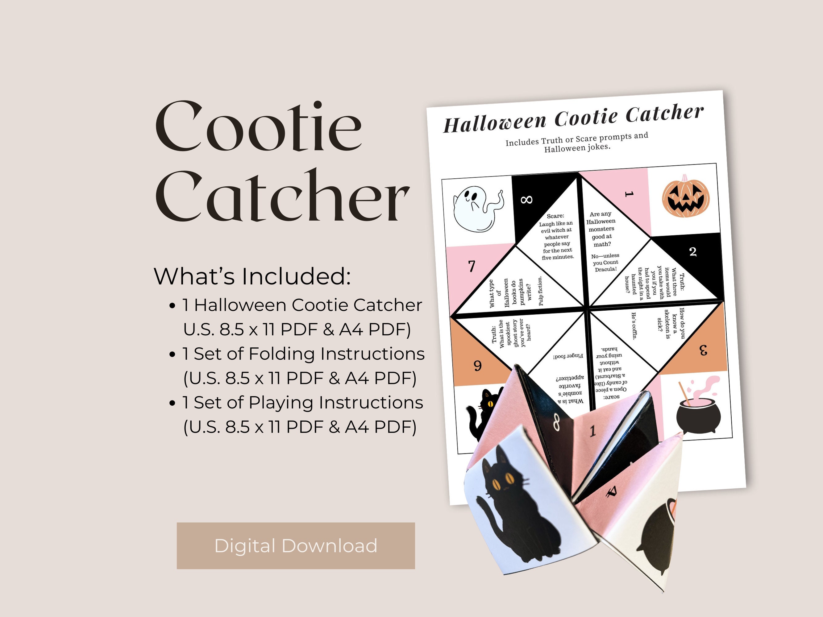 Halloween Cootie Catcher Printable Halloween Games Printable Fortune ...
