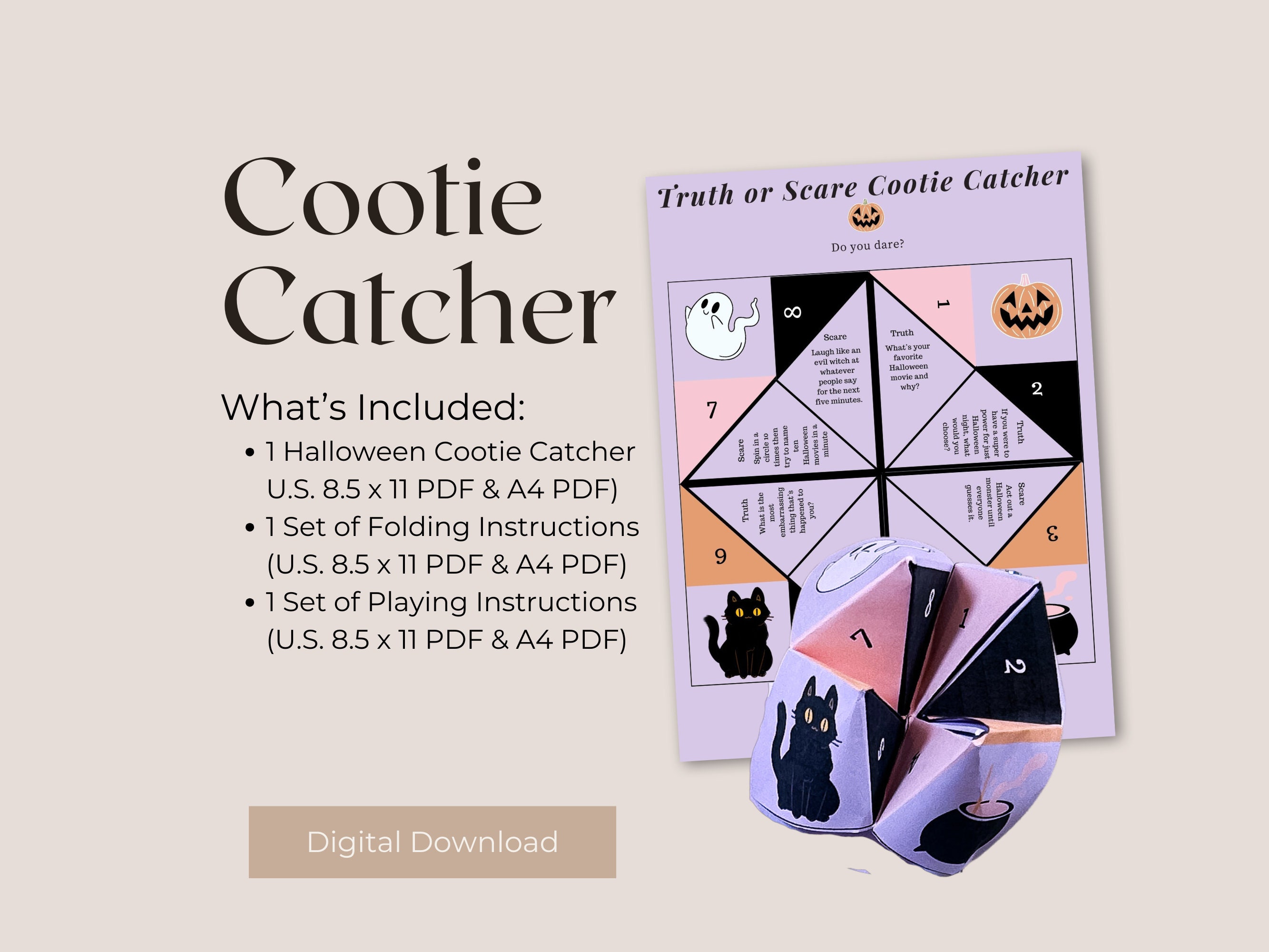 Halloween Cootie Catcher Printable Halloween Games Printable Fortune ...