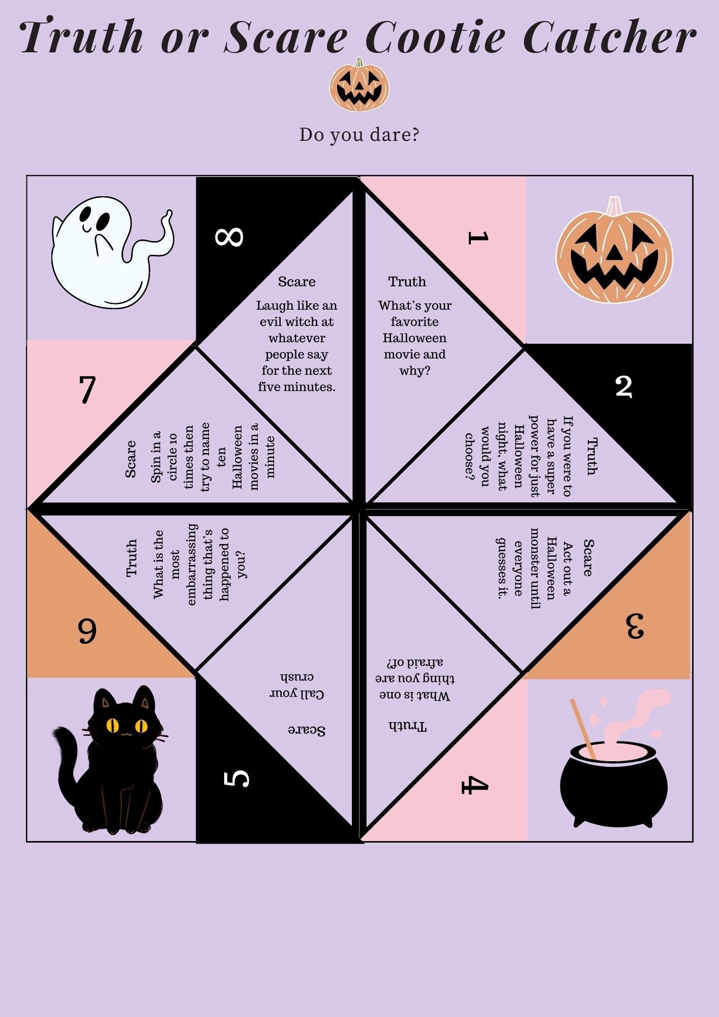 Halloween Cootie Catcher Printable Halloween Games Printable Fortune ...