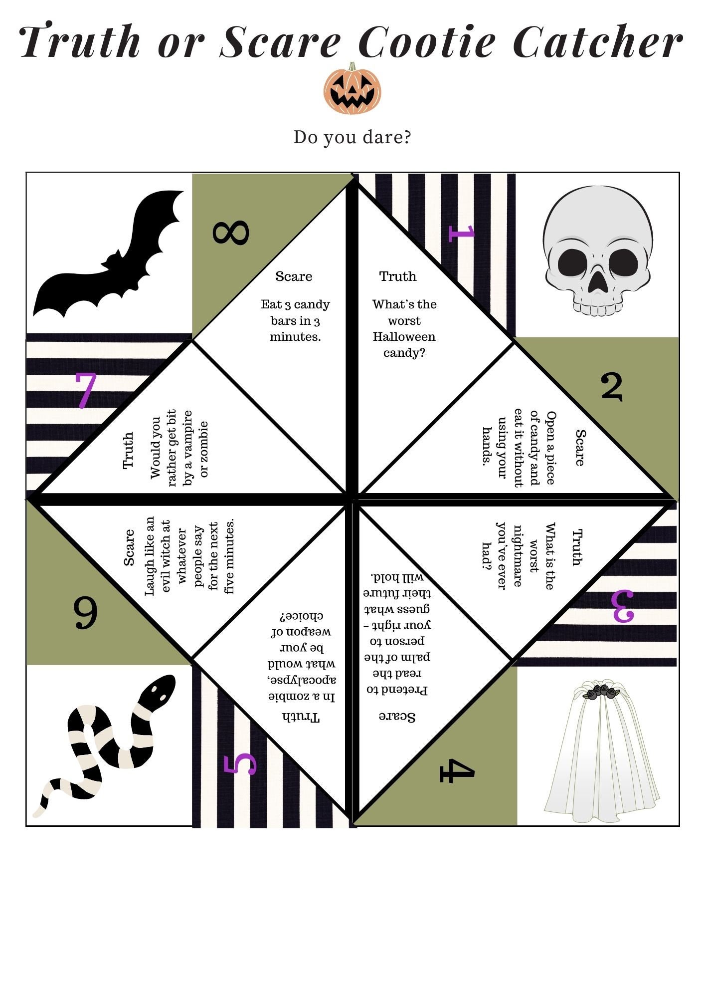 Printable Halloween Cootie Catcher Halloween Kids Games Halloween ...
