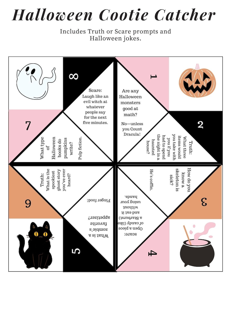 Halloween Cootie Catcher Printable Halloween Games Printable Fortune ...