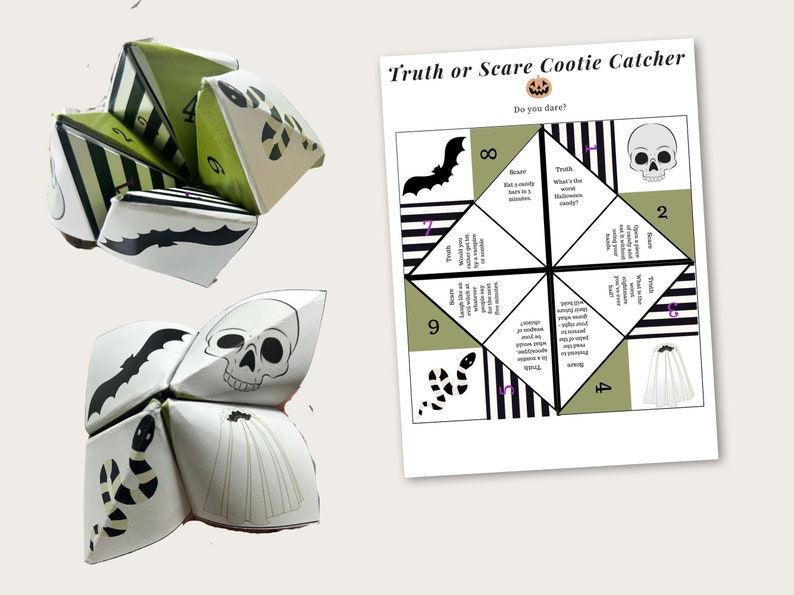 Printable Halloween Cootie Catcher: Truth or Scare Game (PDF) - Etsy