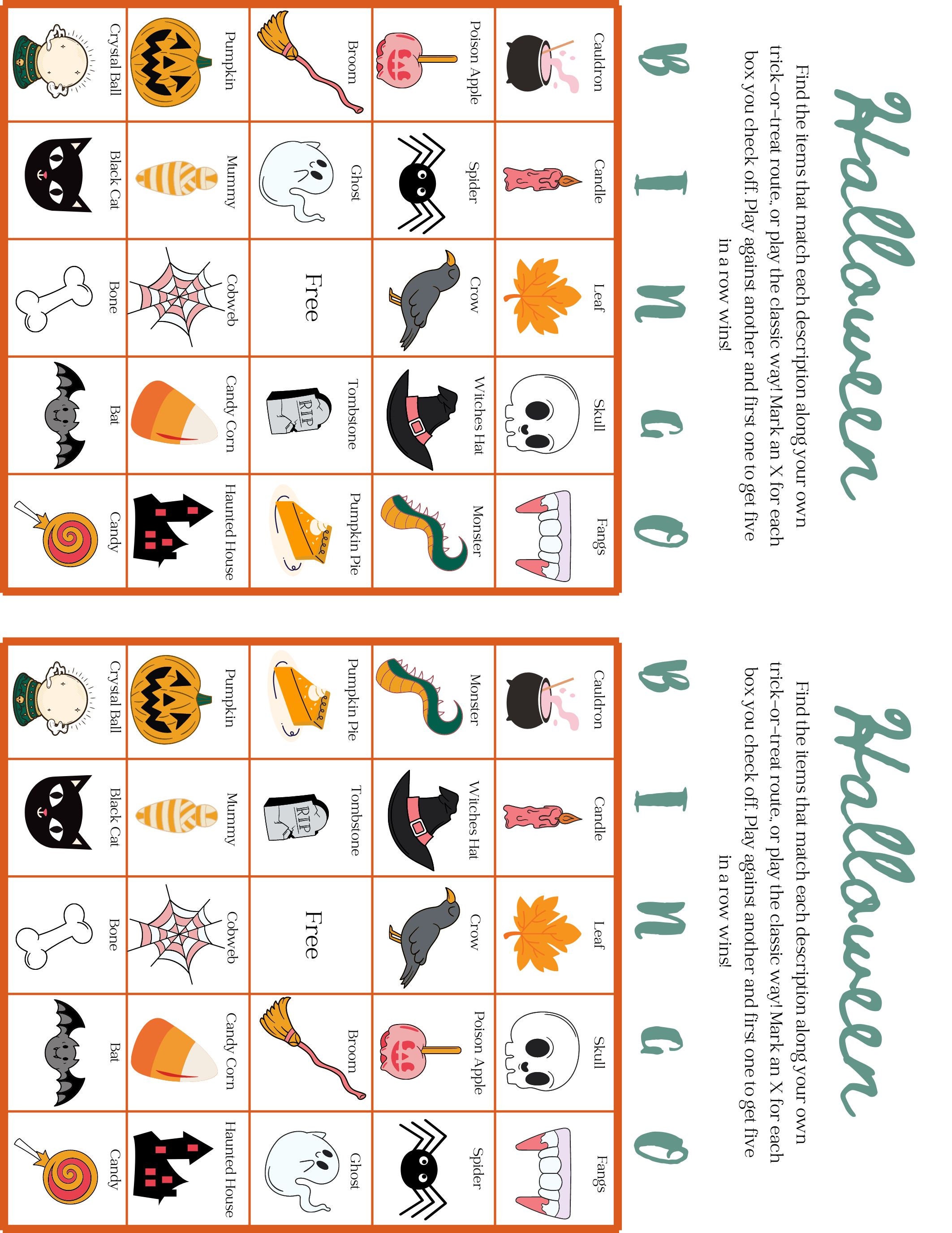 Printable Halloween Bingo Game Kids Halloween Bingo Cards Printable ...