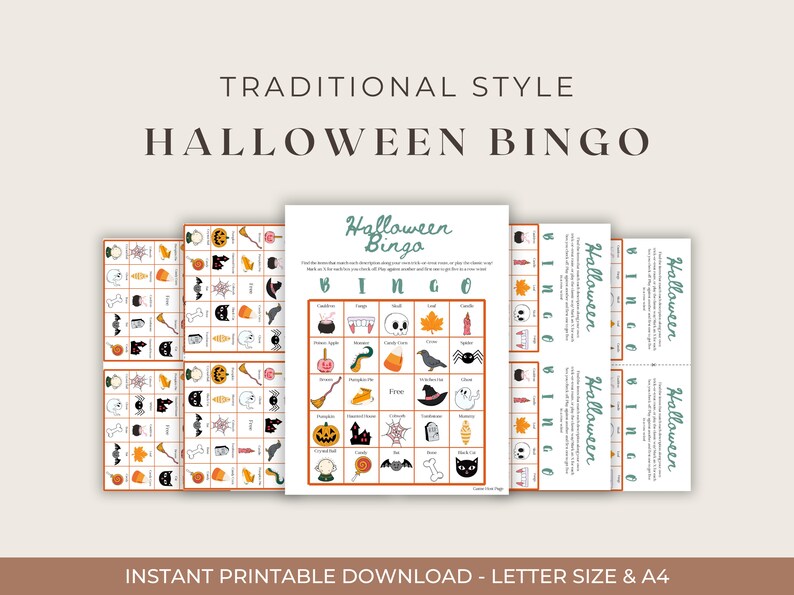 Printable Halloween Bingo Game: Kids Party Activity (PDF) - Etsy