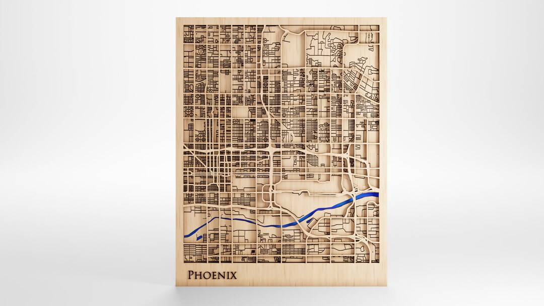 Phoenix Arizona Wood Map - Custom Message - Premium Wood - Laser Cut ...