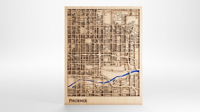 Phoenix Arizona Wood Map Custom Message Premium Wood Laser Cut Includes ...