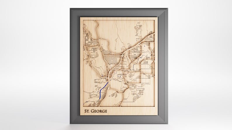 St George Wood Map - Custom Message - Premium Wood - Laser Cut ...