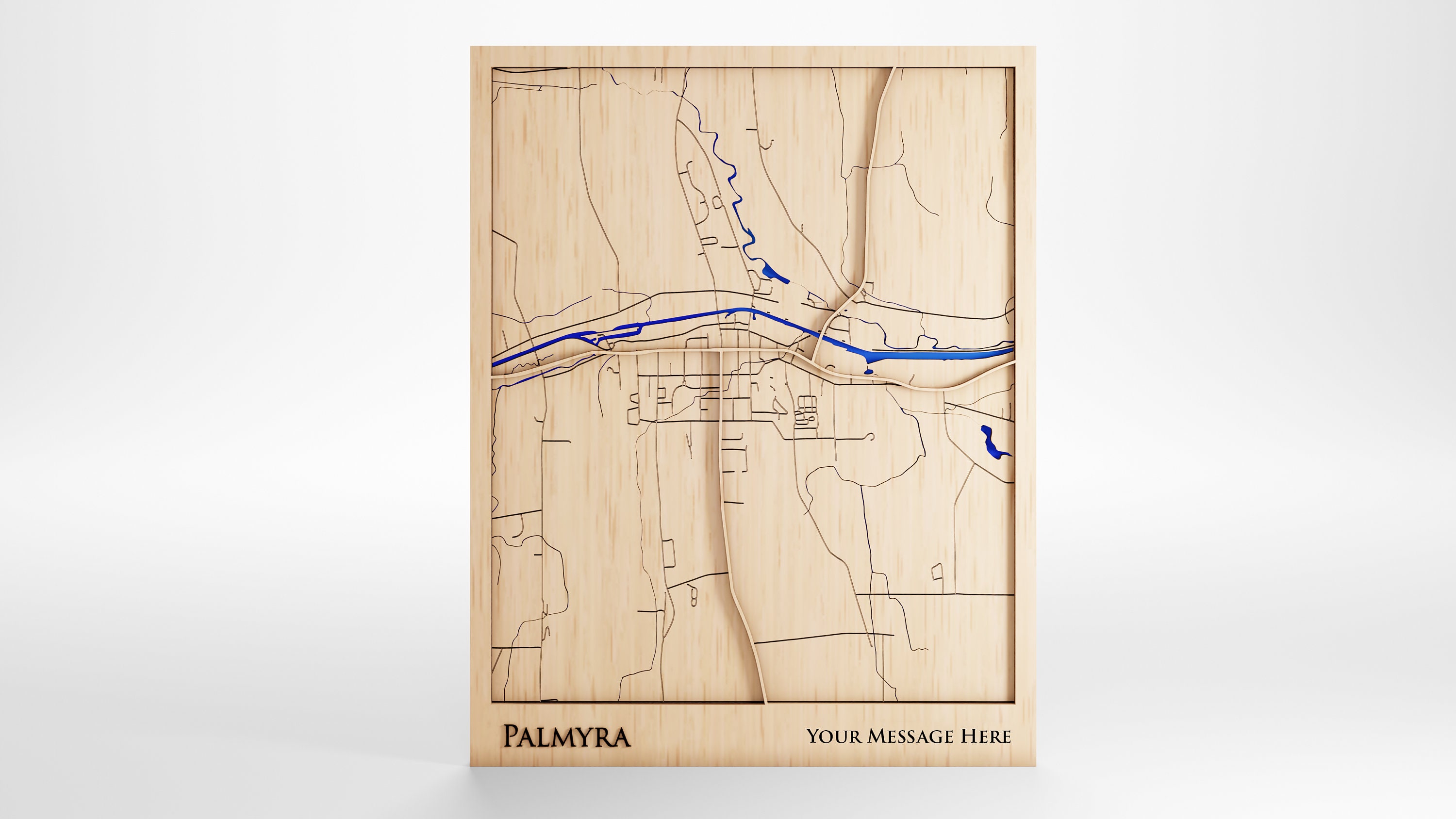 Palmyra Wood Map Custom Message Laser Cut Includes Frame - Etsy