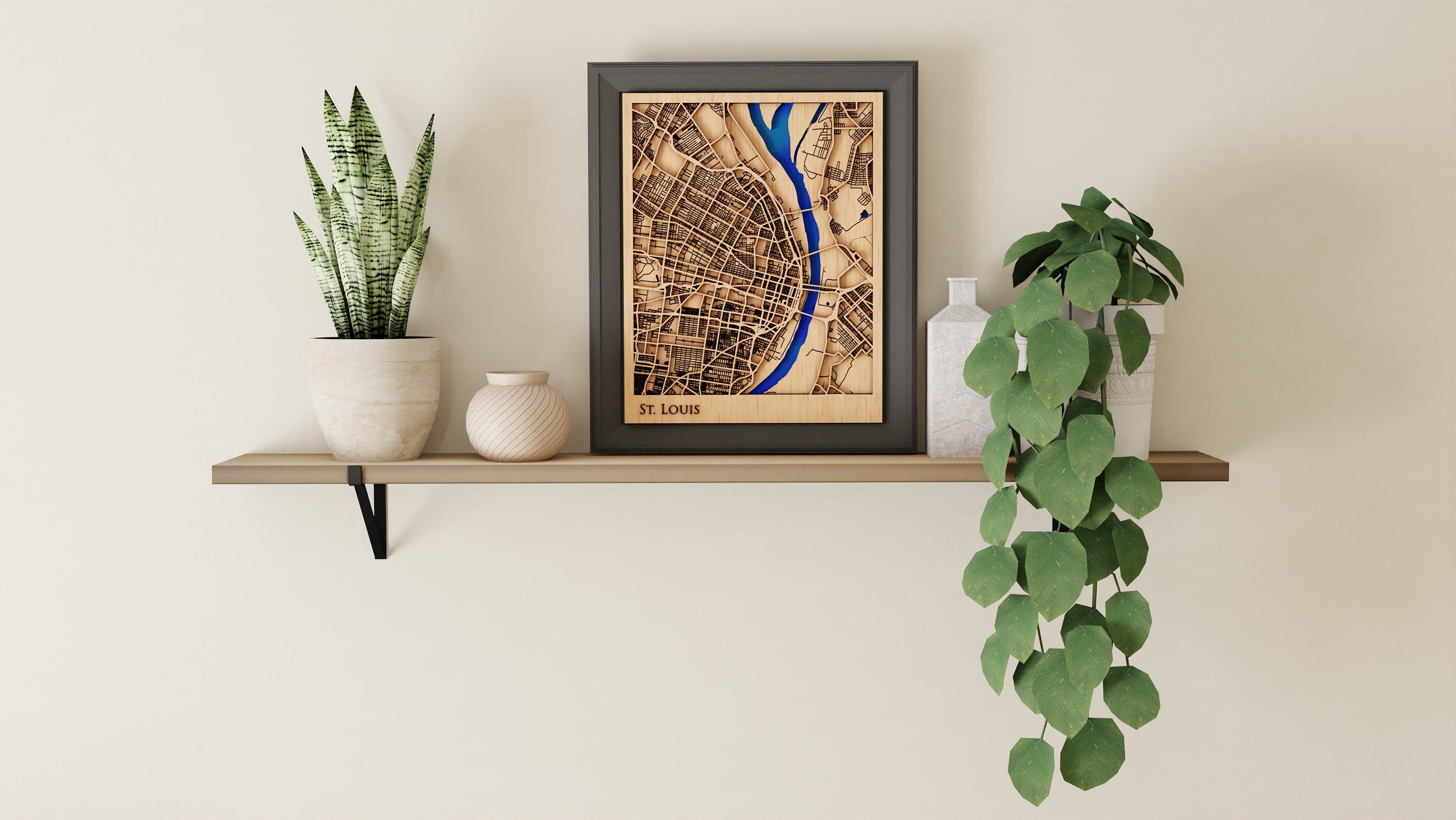 St. Louis Missouri Wood Map - Custom Message - Premium Wood - Laser Cut ...