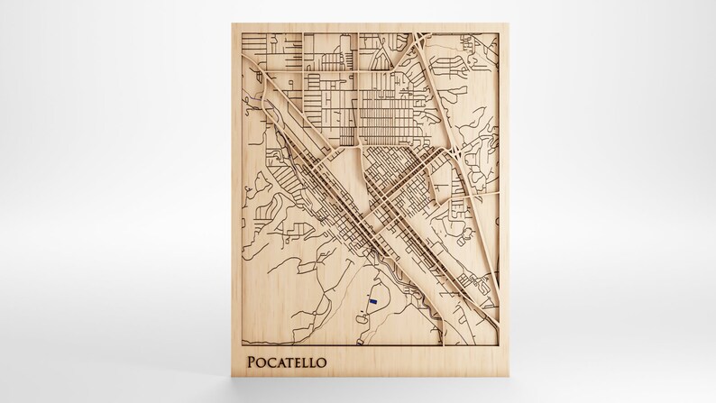 Pocatello Wood Map Custom Message Premium Wood Laser Cut Includes Frame ...