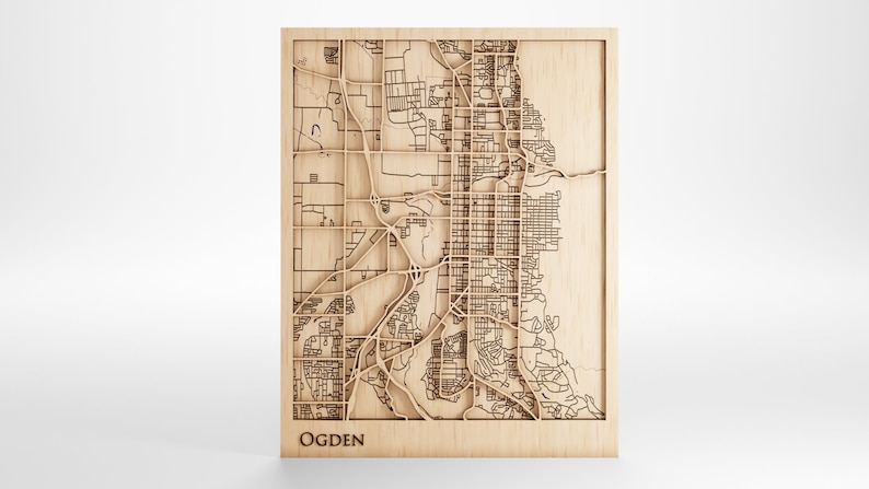 Ogden Wood Map - Custom Message - Premium Wood - Laser Cut - Includes ...