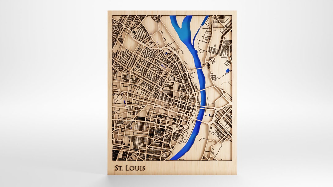 St. Louis Missouri Wood Map Custom Message Premium Wood Laser Cut ...