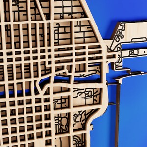 Chicago Wood Map - Custom Message - Premium Wood - Laser Cut - Includes ...