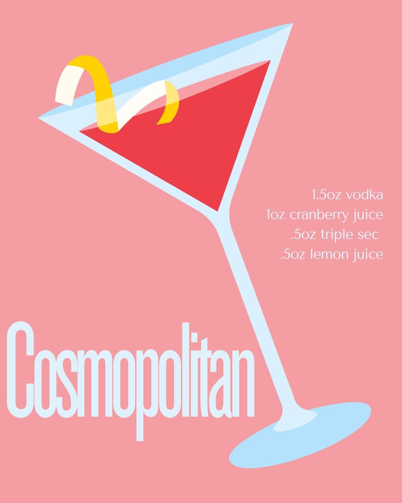Cosmopolitan Cocktail Print - Etsy
