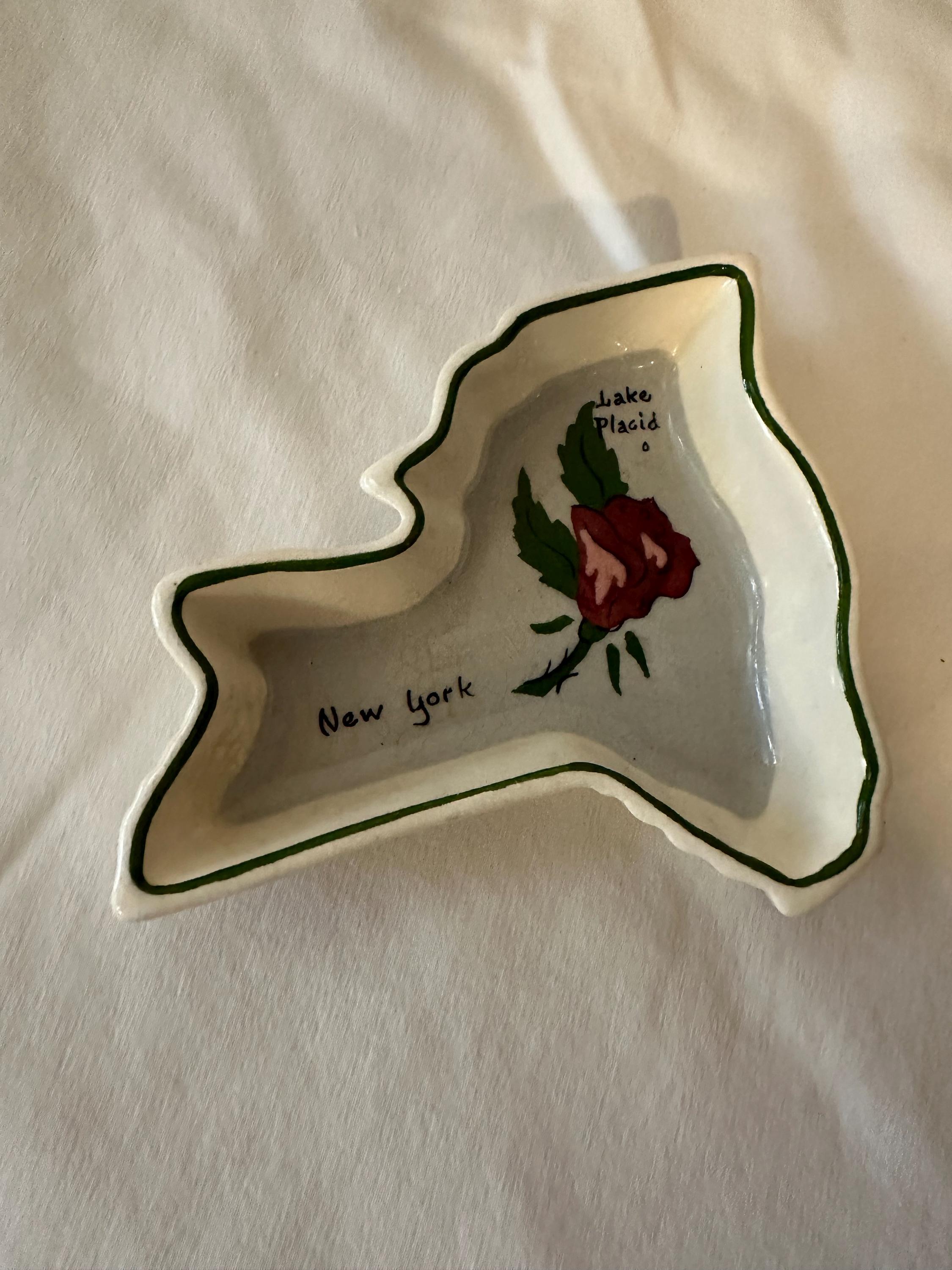 Vintage Annie Laura Hand Painted Porcelain Trinket Dish, New York, Lake ...