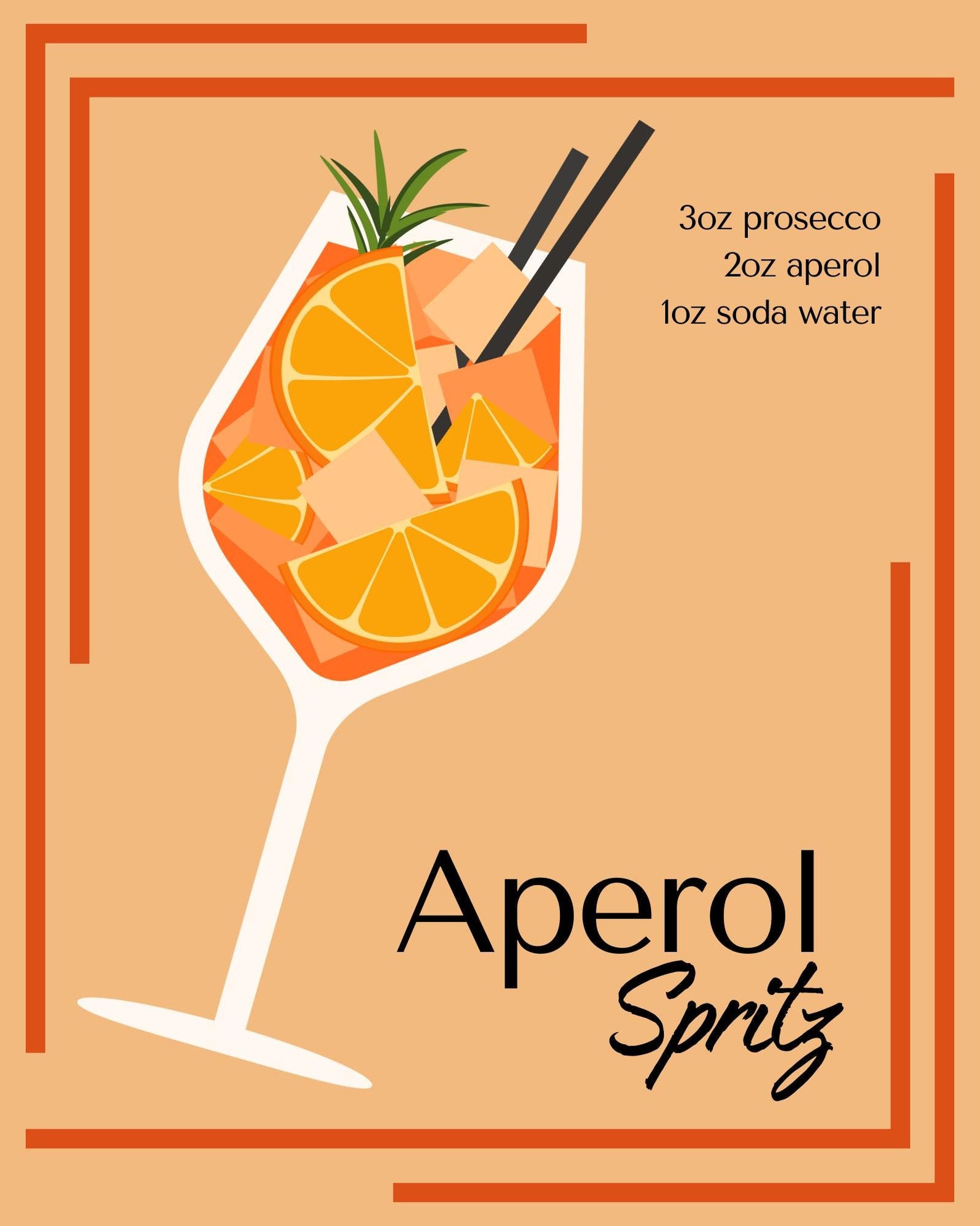 Cute Aperol Spritz Cocktail Print - Etsy
