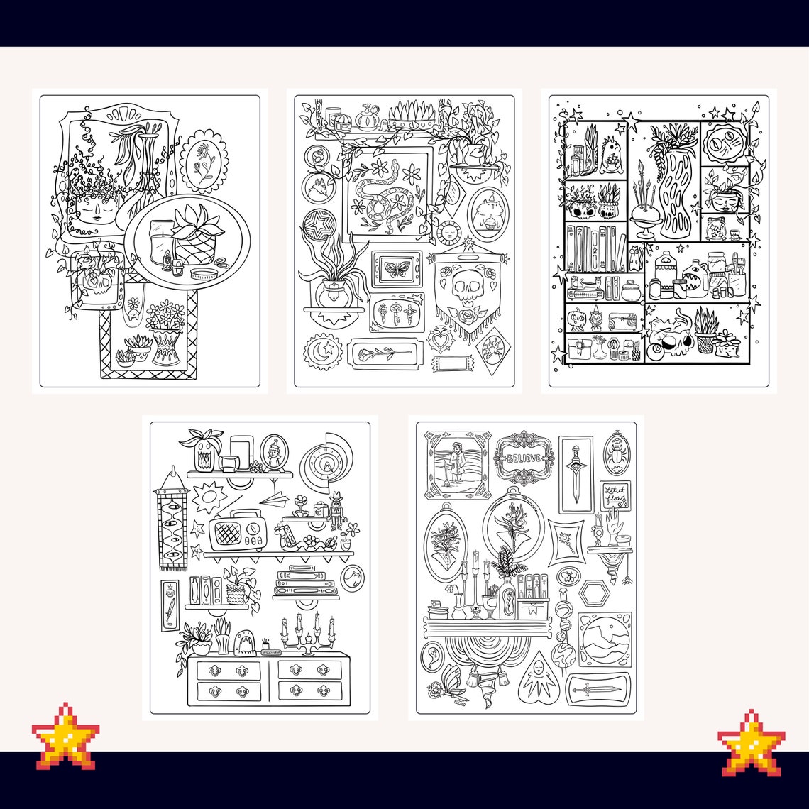 Cozy Adult Coloring Pages, Simple Plant Coloring, Download and Print ...