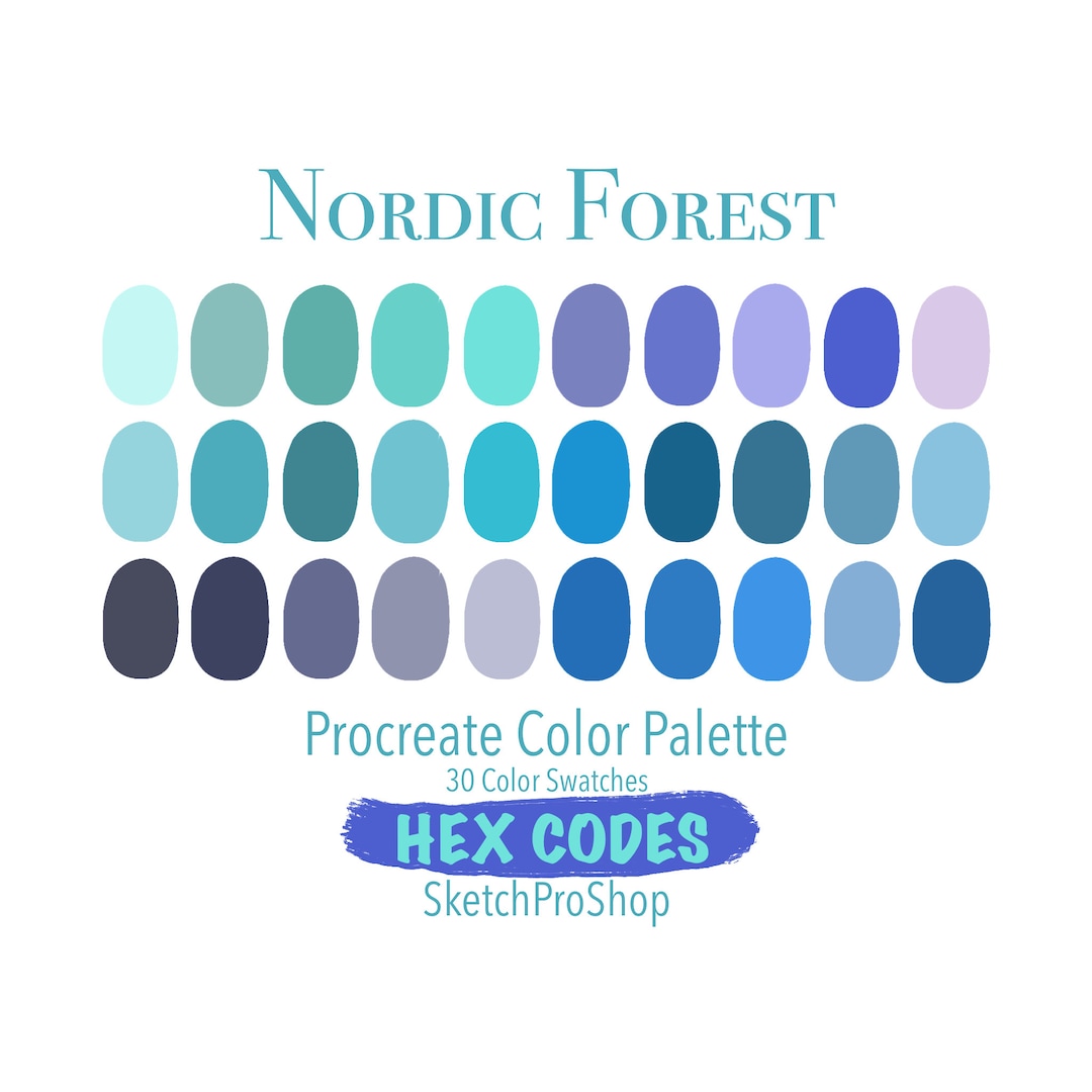 Nordic Forest Procreate Color Palette, HEX Codes, Winter Christmas ...