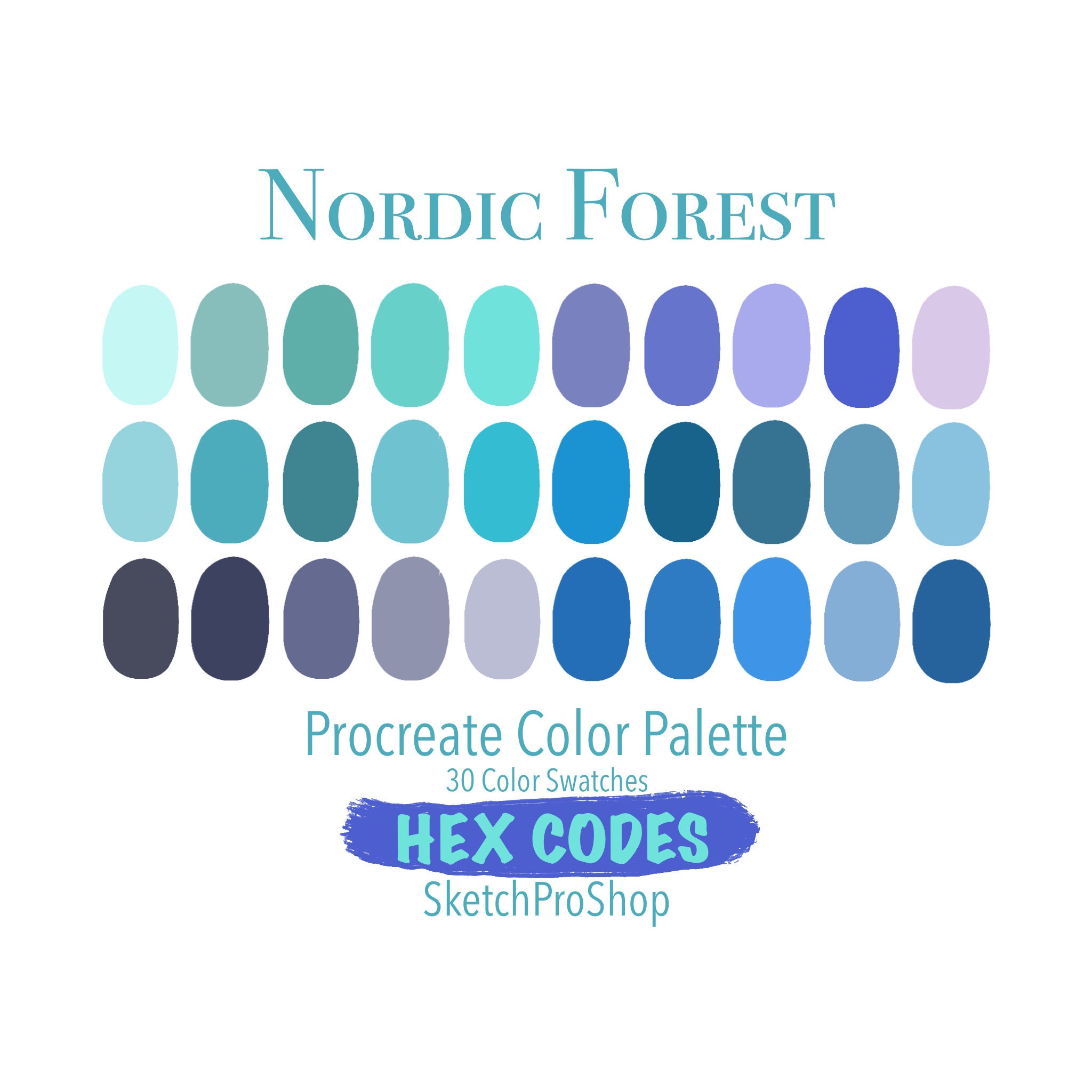 Nordic Forest Procreate Color Palette, HEX Codes, Winter Christmas ...
