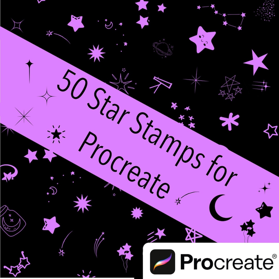 50 Procreate Star Stamps and Brushes, Sparkle Glitter Instant Download ...