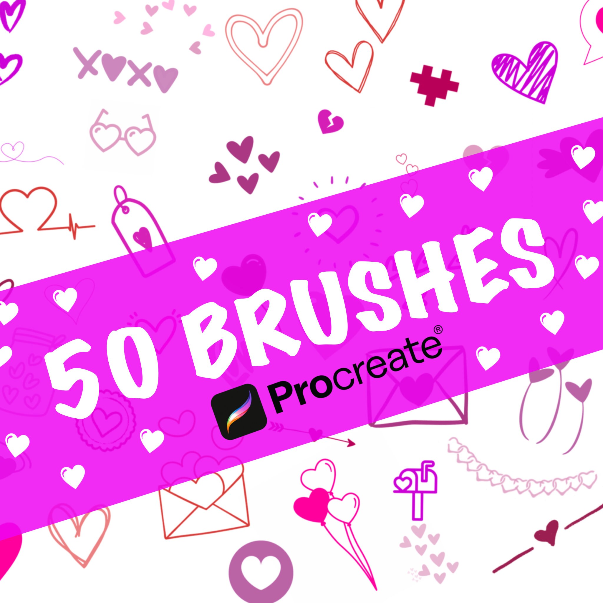 Heart Procreate Stamps | Heart Shape Procreate Brushes | Cute Valentine ...