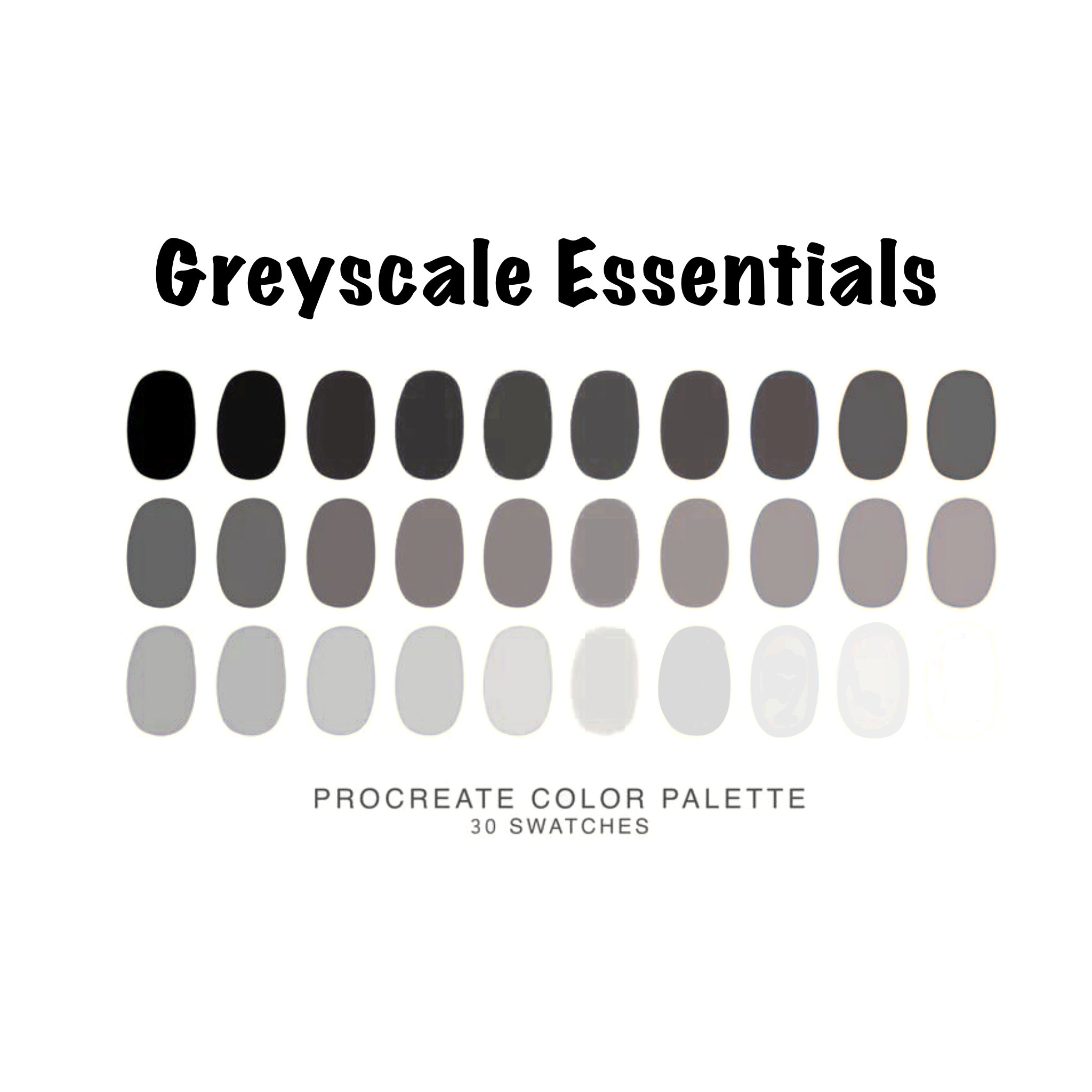 Procreate Color Palette Greyscale Essentials | Neutral Colors | Digital ...