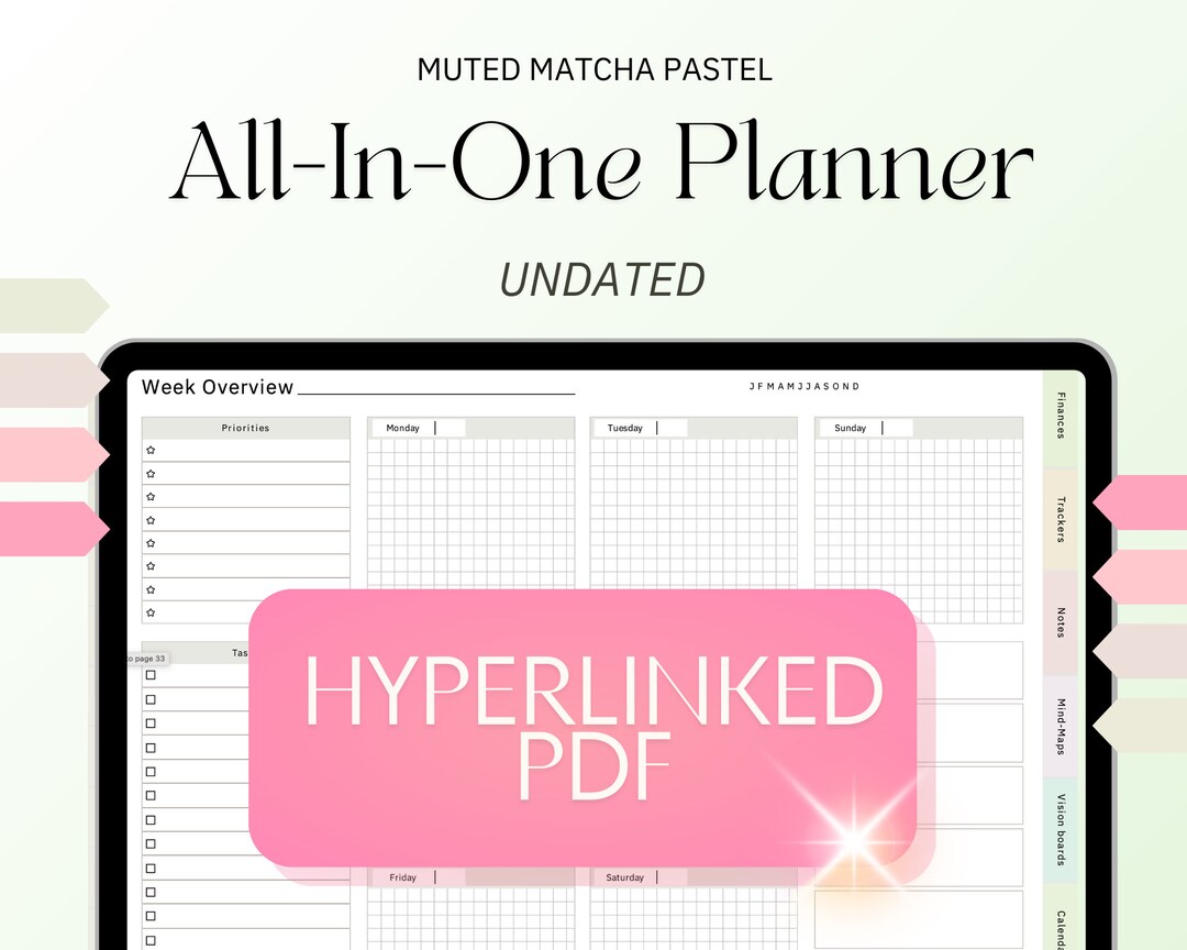 ALL-IN-ONE Undated Hyperlinked Digital Planner - Etsy