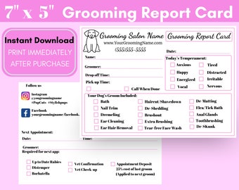 Editable Dog Grooming Report Card - Etsy