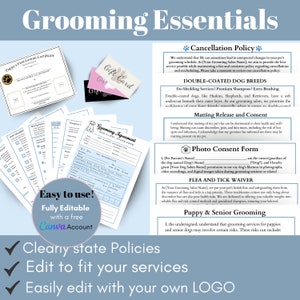 Dog Grooming Salon Forms Bundle, Customizable Consent Waivers (digital ...