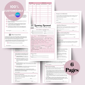 Dog Grooming Client Forms in Pink, Consent and Release, Pet Stylist ...