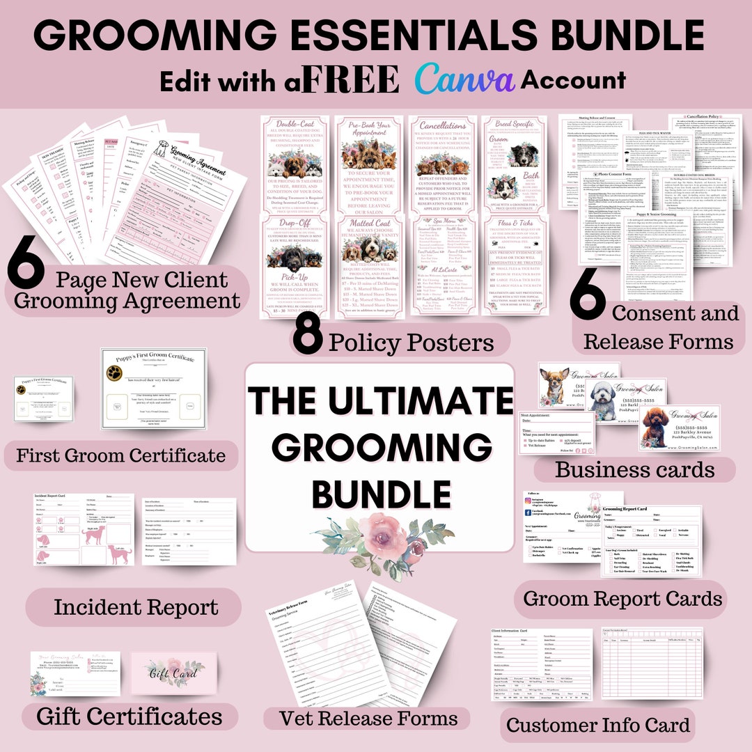 Grooming Salon Essentials Pack - Dog Salon Startup, Consent and Release ...
