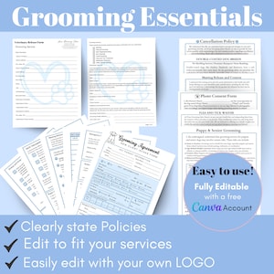 Grooming Salon Essentials Pack- Dog Salon Startup, Consent and Release ...
