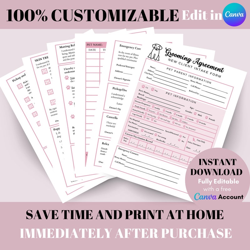Dog Groomer Client Form - Etsy
