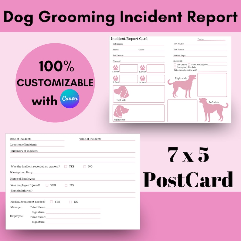 Dog Grooming Incident Report Form – Pet Salon Template (digital ...
